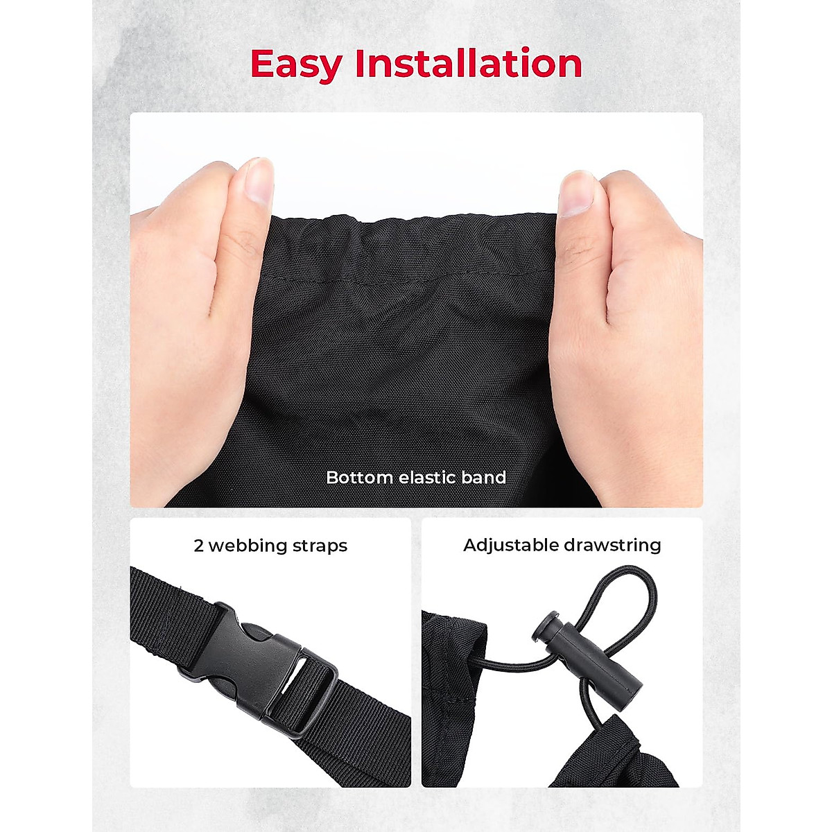 KEMIMOTO ATV Seat Cover Four Wheeler Seat Cover Water-Resistant Universal Compatible with Polaris Sportsman Fourtrax Can-Am Kawasaki Arctic Cat CFMOTO, Black