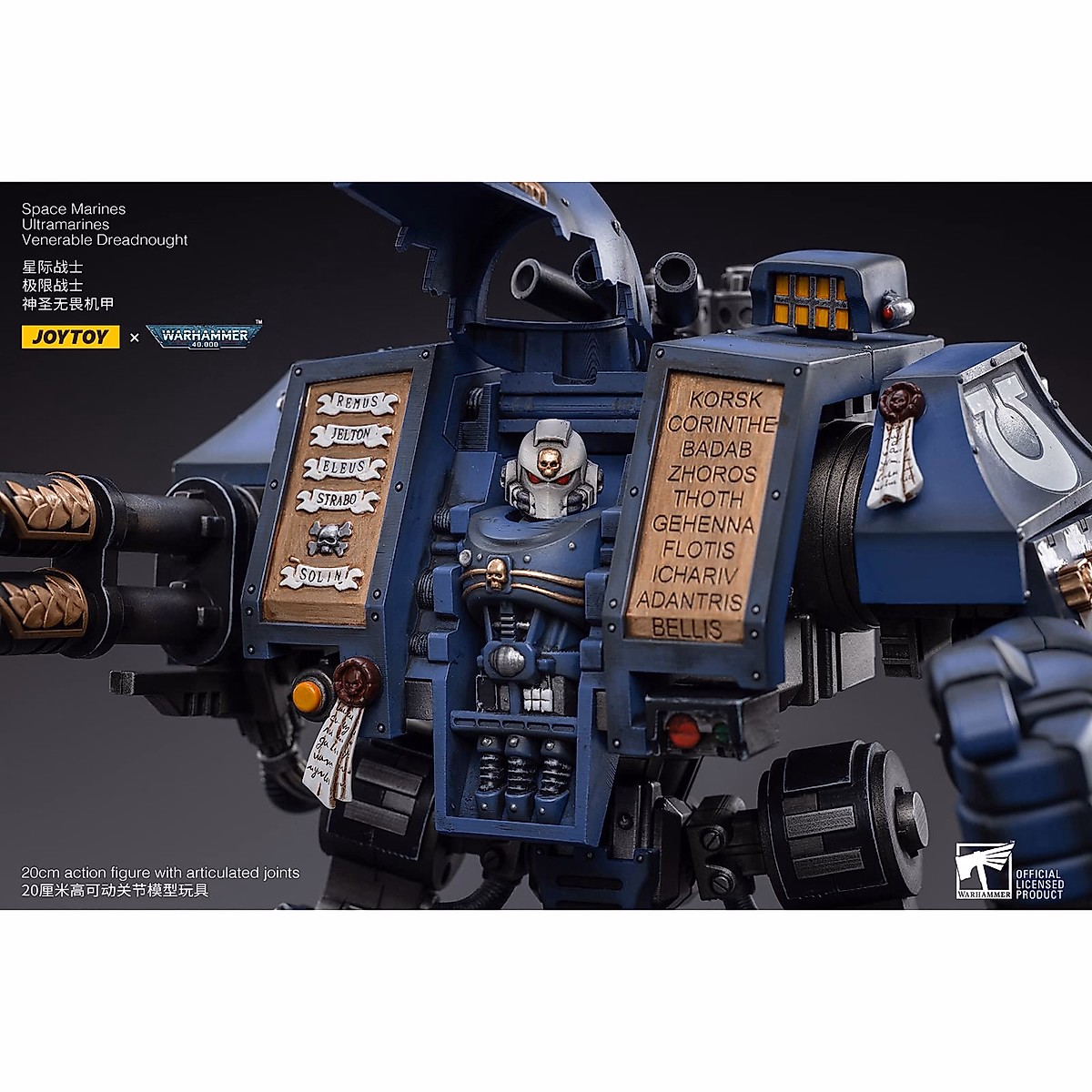 Pipigirl JoyToy × Warhammer Genuine License 1/18 Soldier Action Figures, 4inch Army Military Extreme Warrior Models Kits(Ultramarines Venerable Dreadnought)