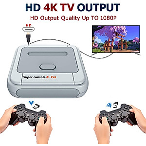 Kinhank Retro Game Console,Super Console X PRO Emulator Console with 90000+ Video Games,Video Game Console with 60+ Emulator,Dual System,Game Consoles for 4K TV,5 Players,LAN/WiFi,Best Gifts for Men