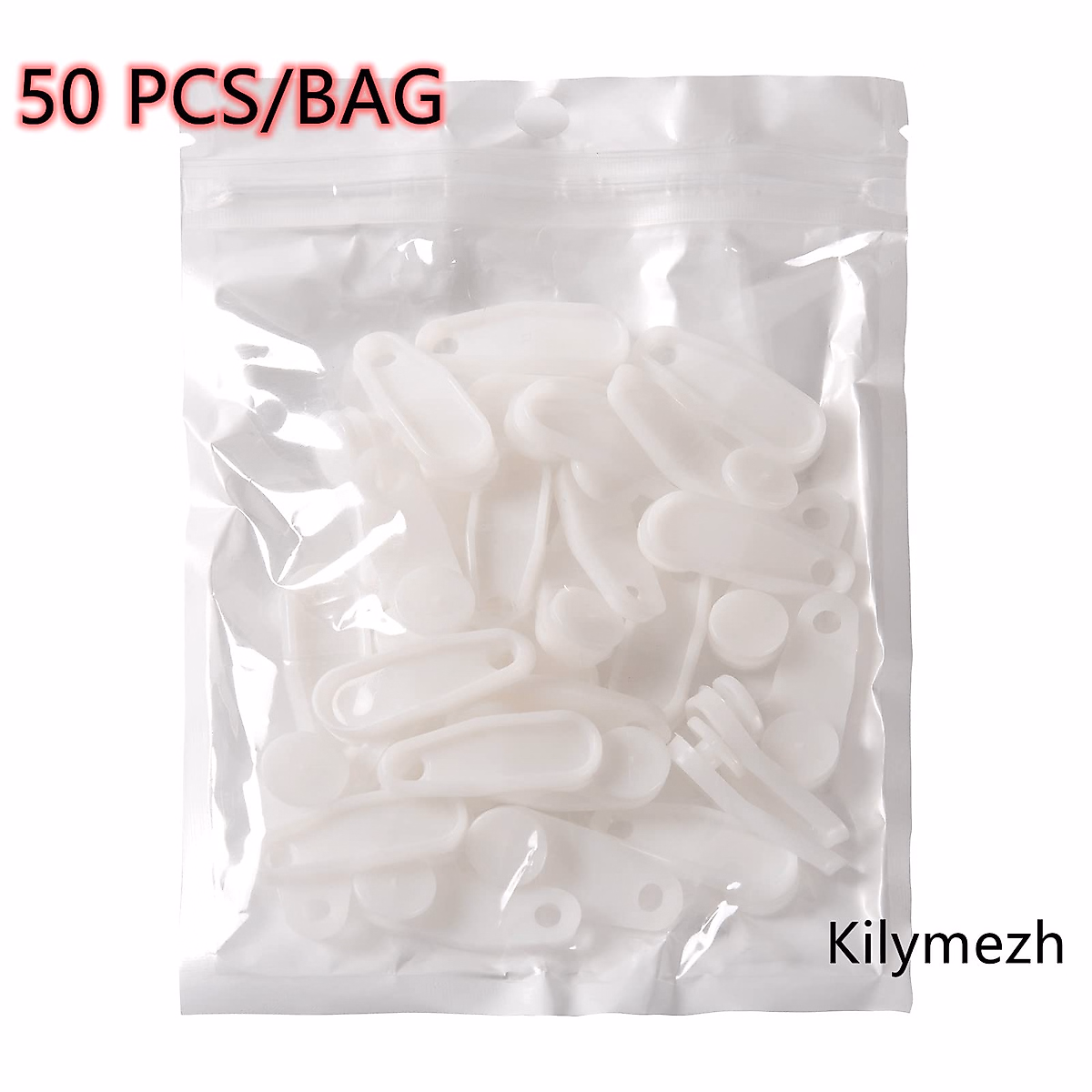 White Traverse Rod Slides Curtain Track Glider Hooks for Curtains(50 Pack)…