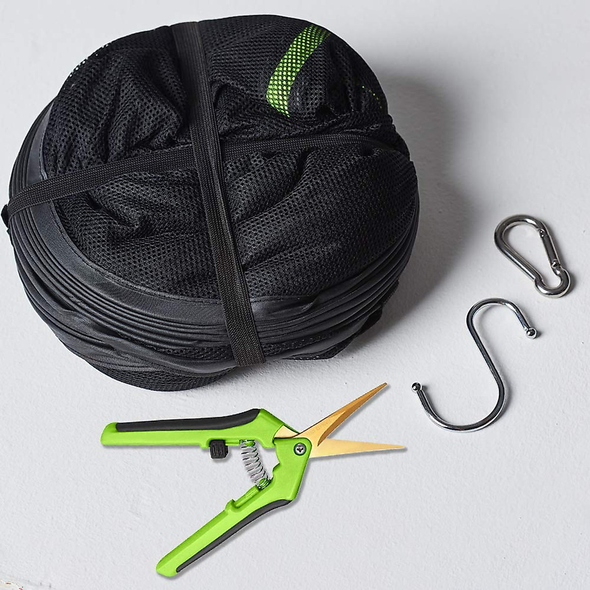 PROTITOUS 6 Tier Black Mesh Zippered Herb Drying Rack Hanging Dryer Dry Net with Pruning Shear for Hydroponics