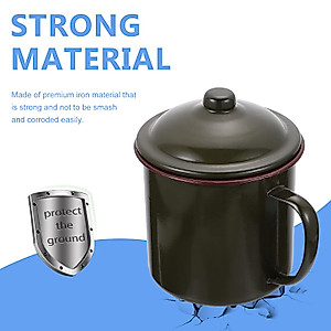 Garneck Enamelware Coffee Mug Enamel Camping Mug Vintage Iron Metal Water Cup with Lid Retro Wine Cup Drinking Tumbler for Tea Milk Juice Beverage Whiskey Green 12cm