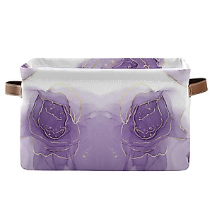 susiyo Storage Baskets for Shelves,Large Closet Baskets with Handles Collapsible Rectangular Canvas Fabric Storage Bin for Home (Purple 2 Pack, 14.2" L×10.2" W×8.3" H)