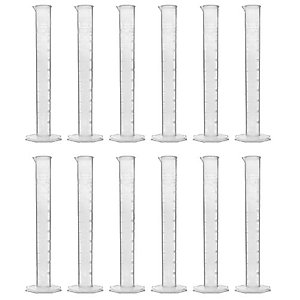 12PK Graduated Cylinders, 100mL - Class B Tolerance - Octagonal Base - Polypropylene Plastic - Industrial Quality, Autoclavable - Eisco Labs