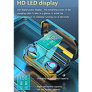 True Wireless Earbuds Smallest Mini Ear Buds IPX7 Waterproof Sport Headphones Tiny Sleep Earphones 180H Long Battery Life with Microphone LED Lightweight for Running Cycling Sleeping Android iOS