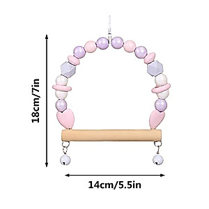 Wooden Bird Swings for Parakeets, Small Birds Hanging Cage Toys Supplies with Bell for Conures Budgies Lovebirds Cockatiel 2Pcs