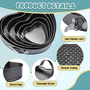 Zhehao 6 Pcs Heart Shape Cake Pans Heart Cake Mold 6 Cheesecake Molds Diverse Sizes Nonstick Springform Pan Set Leakproof Deep Pans for Birthday Family Couples Spouses