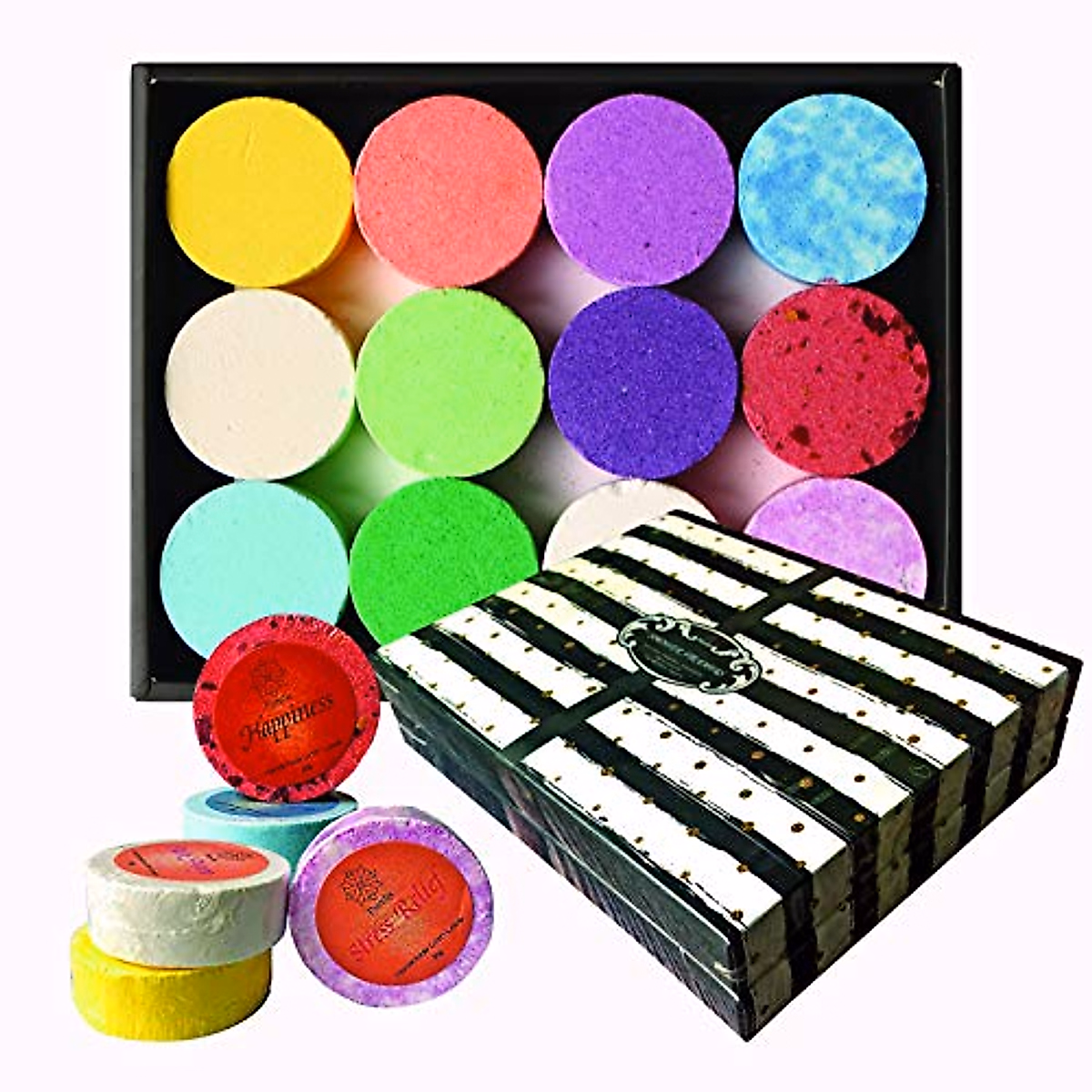 Purelis Shower Steamer Gift Box. Double Pack - Set of 24 Aromatherapy Shower and Bath Bombs Individually Wrapped. Organic Shower Steamer Tablets and Essential Oil Shower Steamers for Spa Gift Set