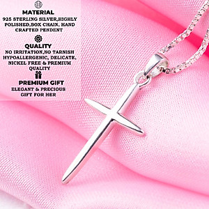 ELEGANT & PRECIOUS STRANDS 925 Sterling Silver Cross Necklace For Women, Cross Pendant Easy to Wear – Classic Silver Cross Necklaces for Women Simple Trendy Every Day Jewelry