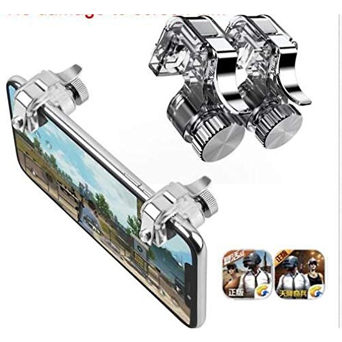 Ueohitsct Phone Mobile Game Trigger Fire Button Handle for L1R1 Shooter Controller PUBG US, Silver, Medium