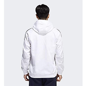 adidas mens Essentials 3-Stripes Pullover Hoodie White/Black