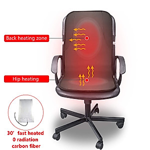 KUPX 24V UL DC Power Safe and Healthy Infrared Zero Radiation Multifunctional Carbon Fibre 30 Seconds Fast Heated Warm Office Chair Mat Back and Seat Cushion Pad Temperature Adjustable (Gray)