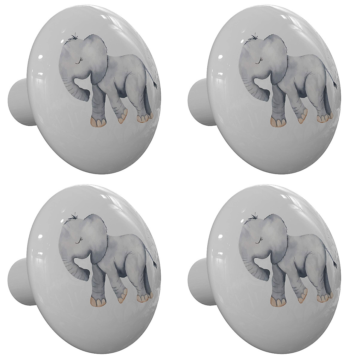 Gotham Decor Set of 4 Happy Little Jungle Elephant Drawer Knobs