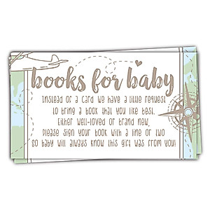 50 Adventure Books for Baby Shower Request Cards - Baby Shower Invitation Inserts