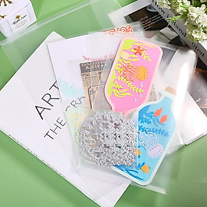GLOBLELAND 60 Pcs Clear Stamp and Die Storage Bag Pockets 6 Size Plastic Storage Pocket Plastic Stamp Seal Storage Envelopes Case for DIY Paper Card Scrapbooking Craft