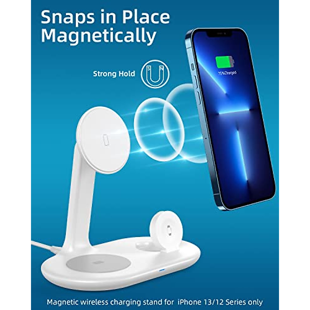 Magnetic Wireless Charging Stand with 20W PD Adapter, TERYTH 3 in 1 Wireless Charging Station Dock for iPhone 13, 12, Pro, Pro Max, Mini, Apple Watch 7/SE/6/5/4/3/2, AirPods Pro/3/2