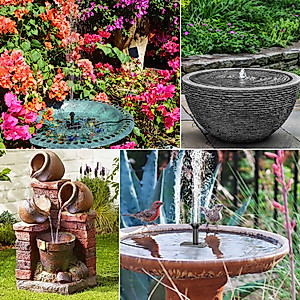 ZOLOCHEL Solar Fountain Kit 2024 Upgraded Glass Panel,9.84 Power Cord Solar Bird Bath Fountains No Battery DIY 9 Nozzles, Solar Water Fountain for Bird Bath Garden Décor(Black)