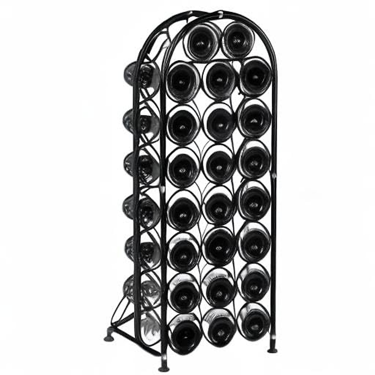 PAG 23 Bottles Arched Freestanding Floor Metal Wine Rack Wine Bottle Holders Stands, Black