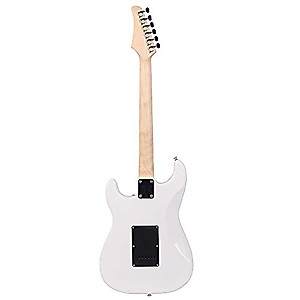 Electric Guitar 39" inch Complete Beginner Starter kit Full Size with 20w Amp,w/Strap,Bag,Guitar Amplifier,Power Wire,Plectrum,Tremolo Bar (White)