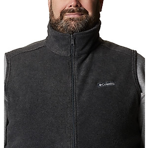 Columbia Mens Steens Mountain Fleece Vest, Charcoal Heather, Small