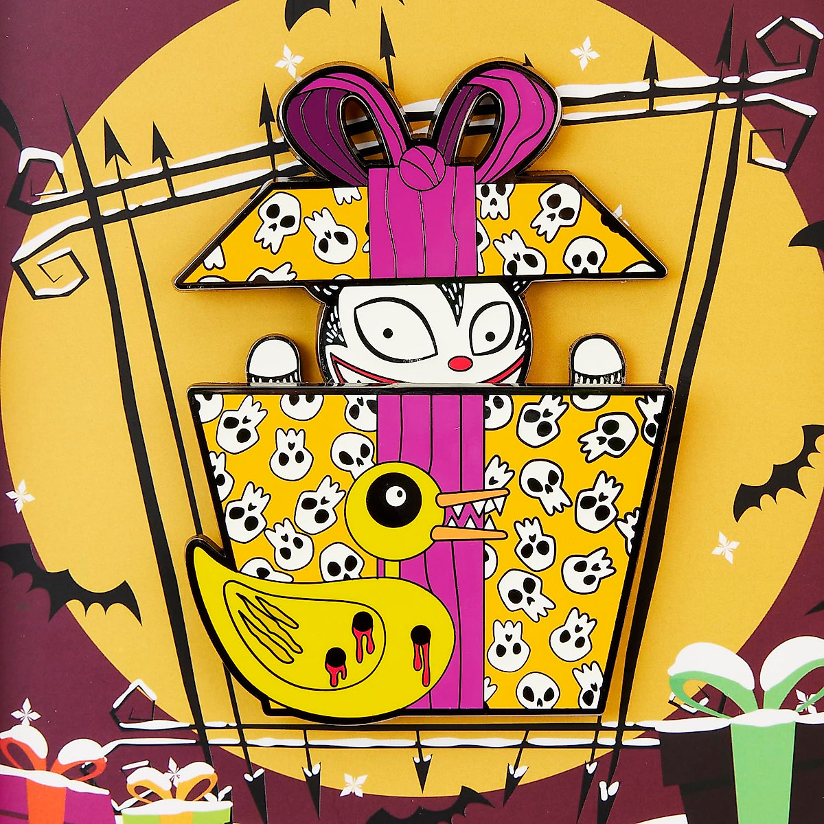 Loungefly Disney Nightmare Before Christmas Scary Teddy Present 3" Collector Box Sliding Pin