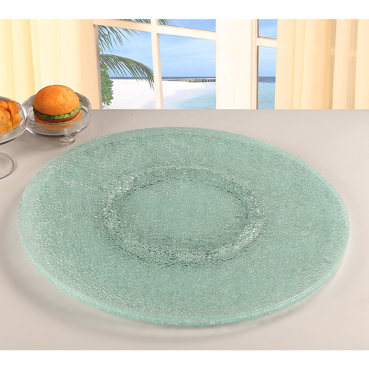 MILAN Ainsley Lazy Susan, 24", Clear Crackled