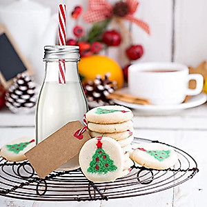 Yinkin Set of 20 Plastic Milk Bottles with Straws & Silver Metal Lids Clear Plastic Bottle for Dairy Milk, Party Bottle for Milk Juices Shakes Smoothies Cocktails, 20 Bottles and 20 Straws (8 oz)