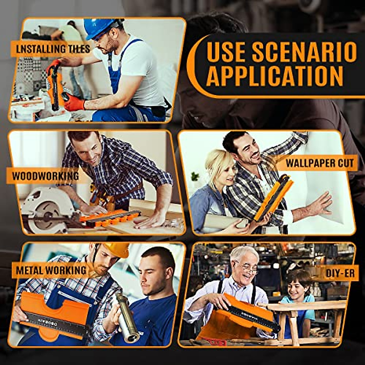 dodowin Contour Gauge Profile Tools, Gifts for Men Husband Dad Him, Outline Shape Duplicator Woodworking Tools for Flooring Tile Laying Carpet, Anniversary Birthday ldea, Home Gadget (10 Inch+5 Inch)