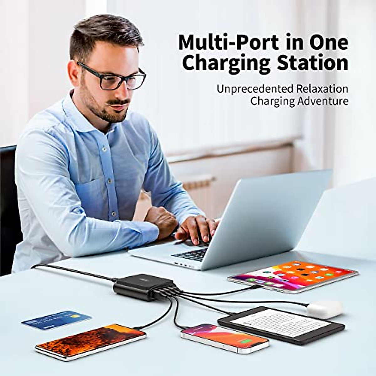 60W USB C Charger, Bototek 60W 5 Port USB C Charging Station, Portable Fast USB C Wall Charger PD Adapter 4 USB C and 1 USB A for All iPad, iPhone 13 12 11 Max Mini, Pixel Samsung Galaxy