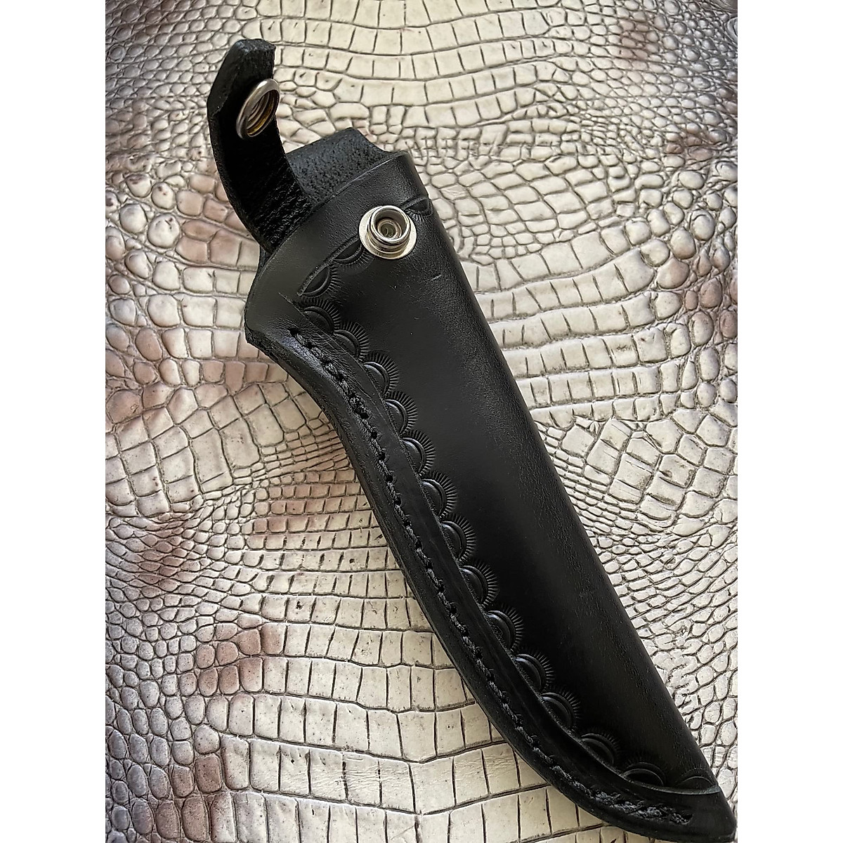 Custom Leather Right Hand Knife Sheath Fits Buck 105 or Schrade Golden Spike Knife, Fixed Blade Knife Holder, Black