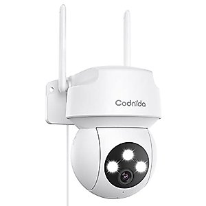 Security Camera Outdoor, Codnida Pan Tilt Security Camera 360°View, 2K PTZ Outdoor Dome Surveillance Camera with Motion Detection,24/7 Recording,Smart Siren,2-Way Audio, Color Night Vision