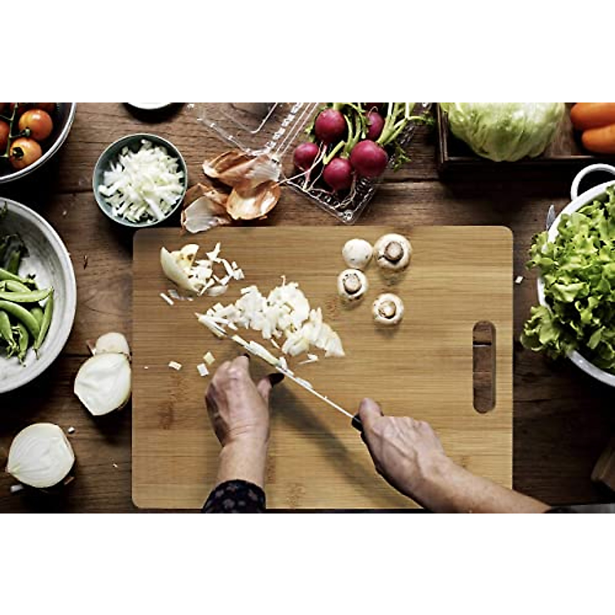 MRKT FINDS 3PK Bamboo Wood Cutting Board, Kitchen Chopping Board, Heavy Duty Serving Tray, AK427