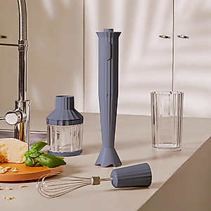 Alessi Plissé MDL10SG/US - Hand Blender with Measuring Jug, Whisk and Chopper in Thermoplastic Resin, US Plug ‍200W, Grey