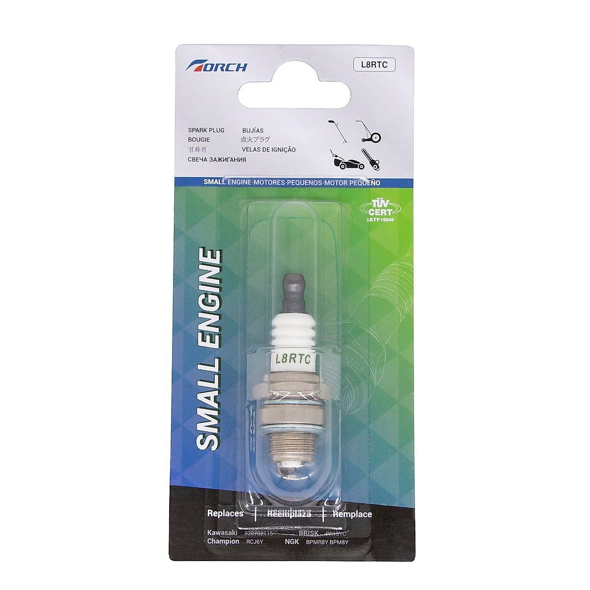 2PK TORCH L8RTC Spark Plug Replace for NGK BPMR8Y BPM8Y Spark Plug, for Champion RCJ6Y Spark Plug, for Kawasaki 920702115 Spark Plug, OEM