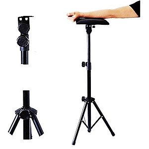 Tattoo Armrest Stand,Foldable Sponge Pad Tattoo Arm Leg Rest Stand Tripod with Adjustable Height for Tattoo Supplies Arm Bar Pad PVC Leather Chair Stand