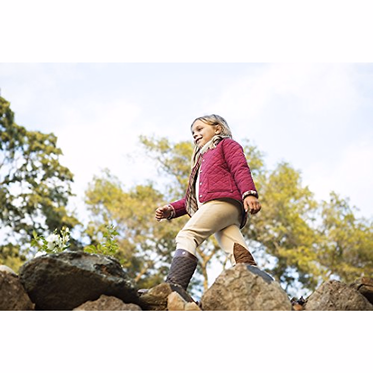 Hope & Henry Girls' Quilted Barn Jacket, Medium (7-8), Raspberry