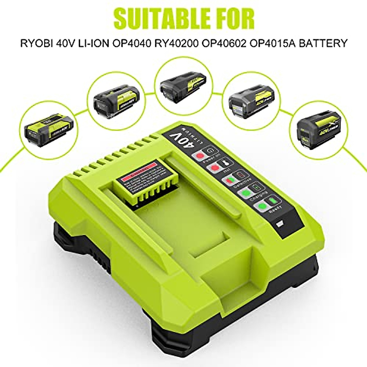 AYTXTG 40V 6.5Ah Lithium-ion Battery for Ryobi 40V Volt Battery Cordless Tools OP4040 OP4026 OP4030 OP4050 OP4060A Ryobi 40V Battery with Ryobi 40v Charger OP401
