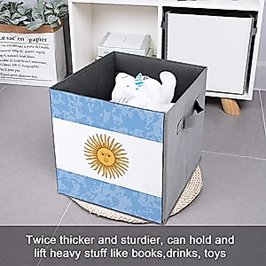 Retro Argentina Flag Large Cubes Storage Bins Collapsible Canvas Storage Box Closet Organizers for Shelves