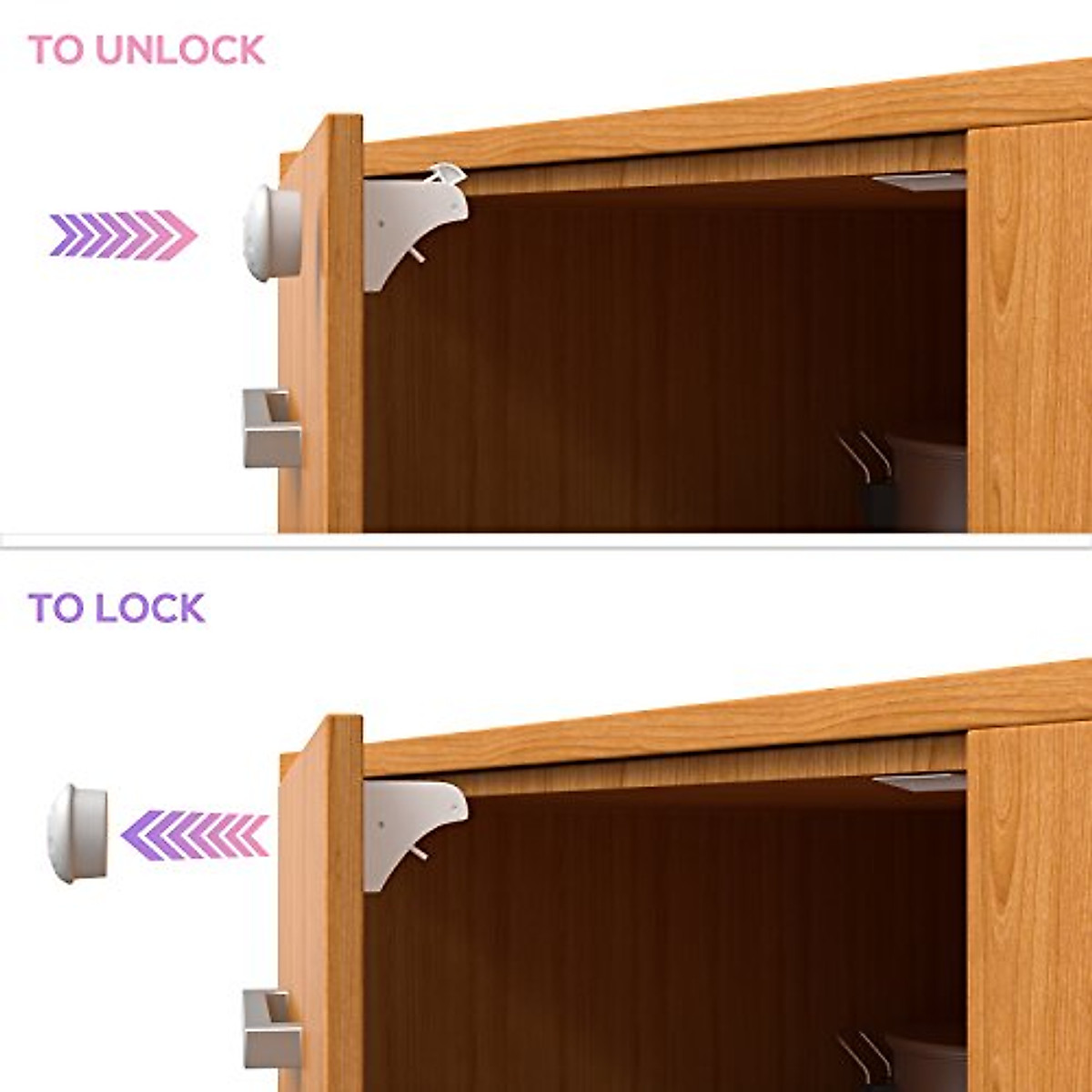 Child Magnetic Safety Locks (4 Locks & 1 Keys) | Safely Lock Your Cabinets and Drawers| No Drilling - Easy Installation - Authentic 3M Adhesive