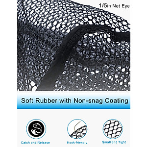 Facikono Fly Fishing Net Trout Net Kayak Fishing Net Freshwater Trout Fishing Landing Net Rubber Mesh for Catch and Release