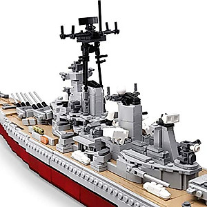 QXB WW2 USS Missouri BB-63 Battleship Model (33 inches 2631 Pieces) Navy World War II Expert Ship Building Blocks Compatible with Lego for Adults