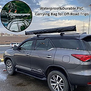 DANCHEL OUTDOOR Car Awning Pull-Out Roof Rack Vehicle Awning UPF50+ Sun Shelter Canopy for SUV Truck Camper Overland Camping, 4.9x6.5ft Khaki