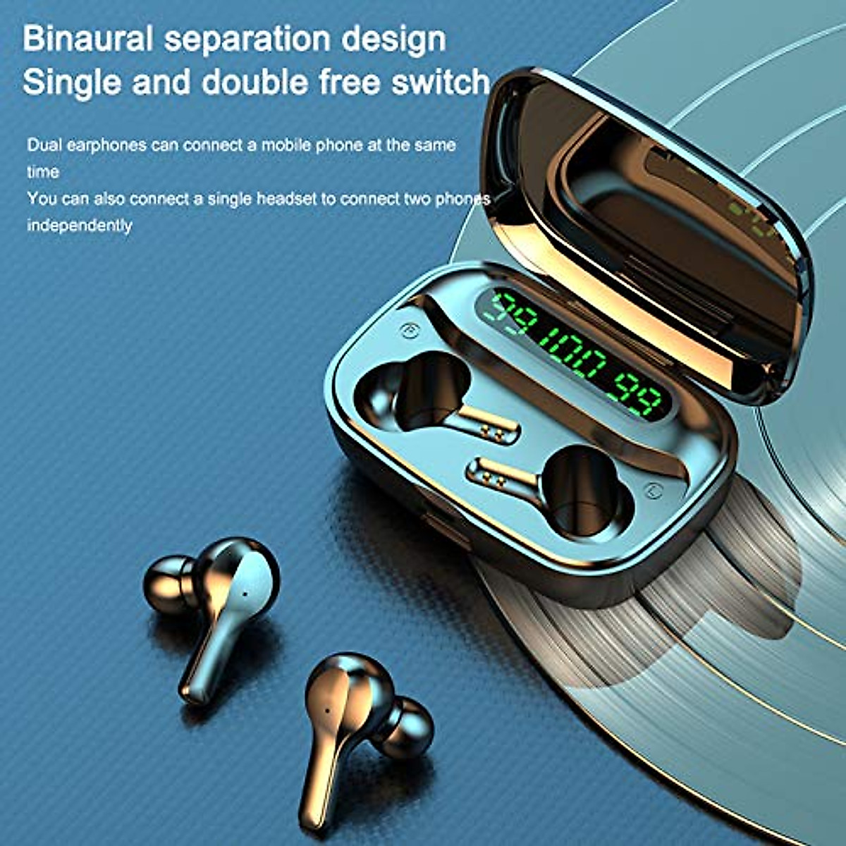 MOHALIKO R3 TWS Wireless Earbuds, Bluetooth 5.0 Headphones, Waterproof Bluetooth 5.0 Wireless HiFi Stereo Earphones with Microphone for Work, Home Office, Christmas Black