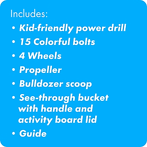 Educational Insights Design & Drill Build-It Bucket with Electric Drill Toy, 41 Pieces, Preschool STEM Toy, Gifts For Boys & Girls, Ages 3+