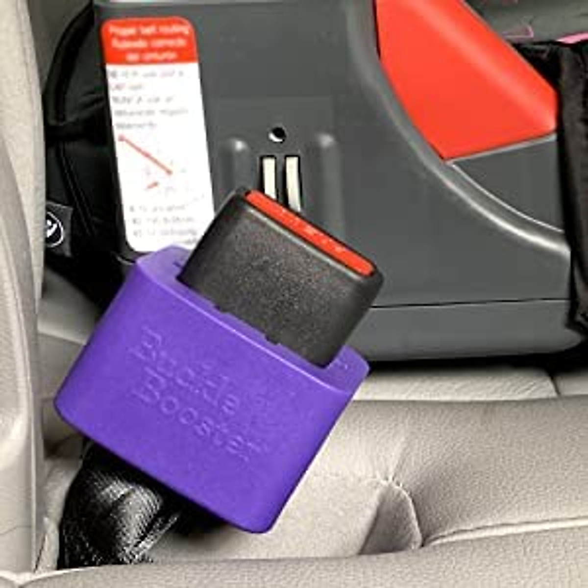 BPA-Free Buckle Booster for Car Seat Belt - Raises Your Seat Belt for Easy Reach - Stop Fishing for Buried Seat Belts - Stands Up Receptacle for No-Hassle Buckling - with Kids' Sticker (2-Pack)