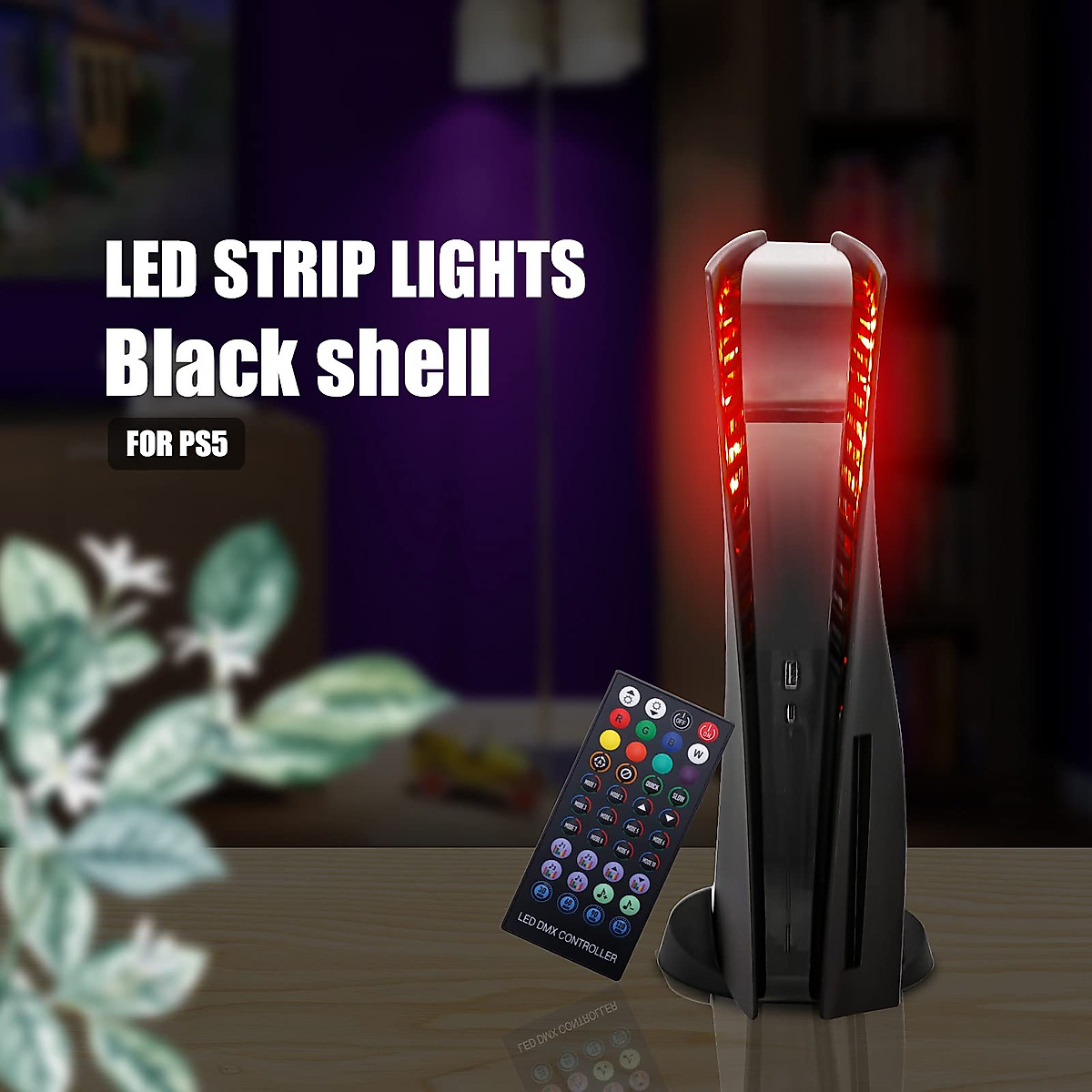 Playstation 5 Accessory Kits, PS5 Black Plates Disc Edition and PS5 LED Strip with 8 Colors and Remote Control