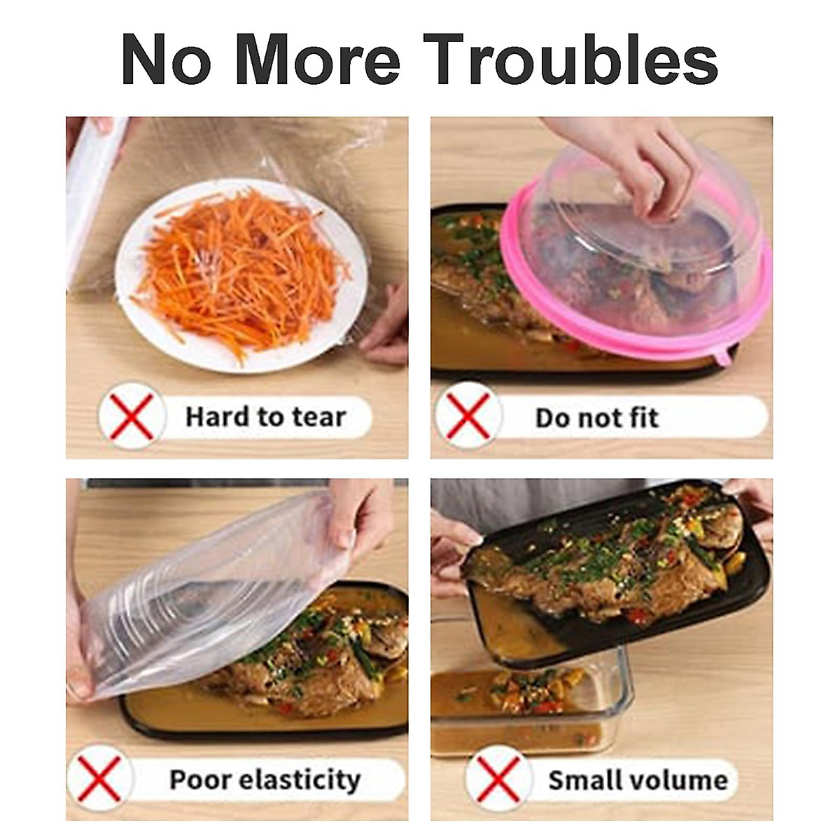 Dirtychop Reusable Fresh Keeping Bags/200PCS, Food Storage Covers Reusable Stretch Plastic Wrap Bowl Covers, Universal Food Tents/Food Covers for Outdoors, Kitchen (300 Pcs)