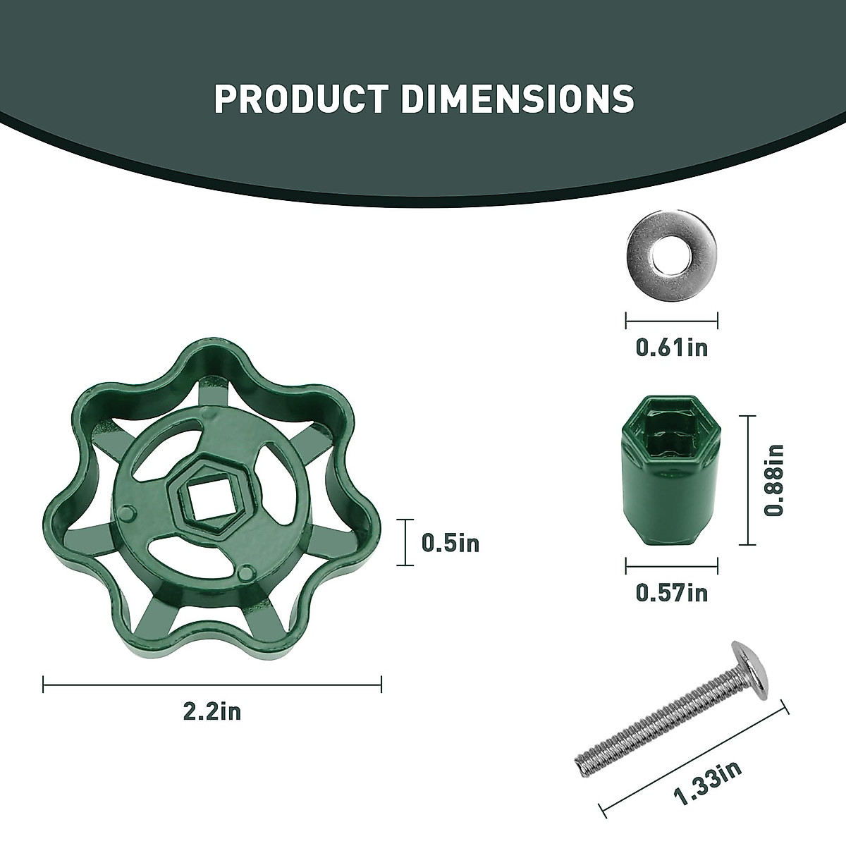 VIDABTE Outdoor Faucet Water Spigot Handle, Hose Bibb Round Wheel Handle Replacement Compatible with Danco 10006, 10006 Hose Bibb Handle (0.26'' Square Stem)