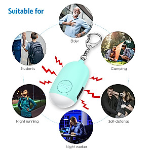 (Upgraded New Version) Safe Sound Personal Alarm, 130dB Rechargeable Safesound Security Alarm Keychain, Emergency Self Defense Alarm with, for Kids, Women, Elderly (2 Pack-White&Blue)