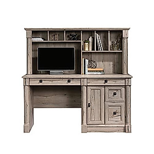 Sauder Palladia Desk with Hutch, L: 59.488" x W: 23.543" x H: 56.496", Split Oak Finish